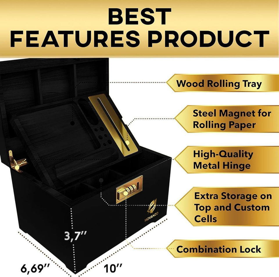 Premium Large Stash Box - Smell Proof Stash Box with Rolling Tray ...