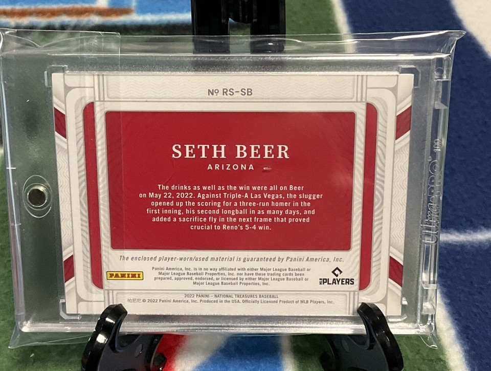 Seth Beer 2022 National Treasures RC Rookie Patch #40/99 w/case Arizona ...