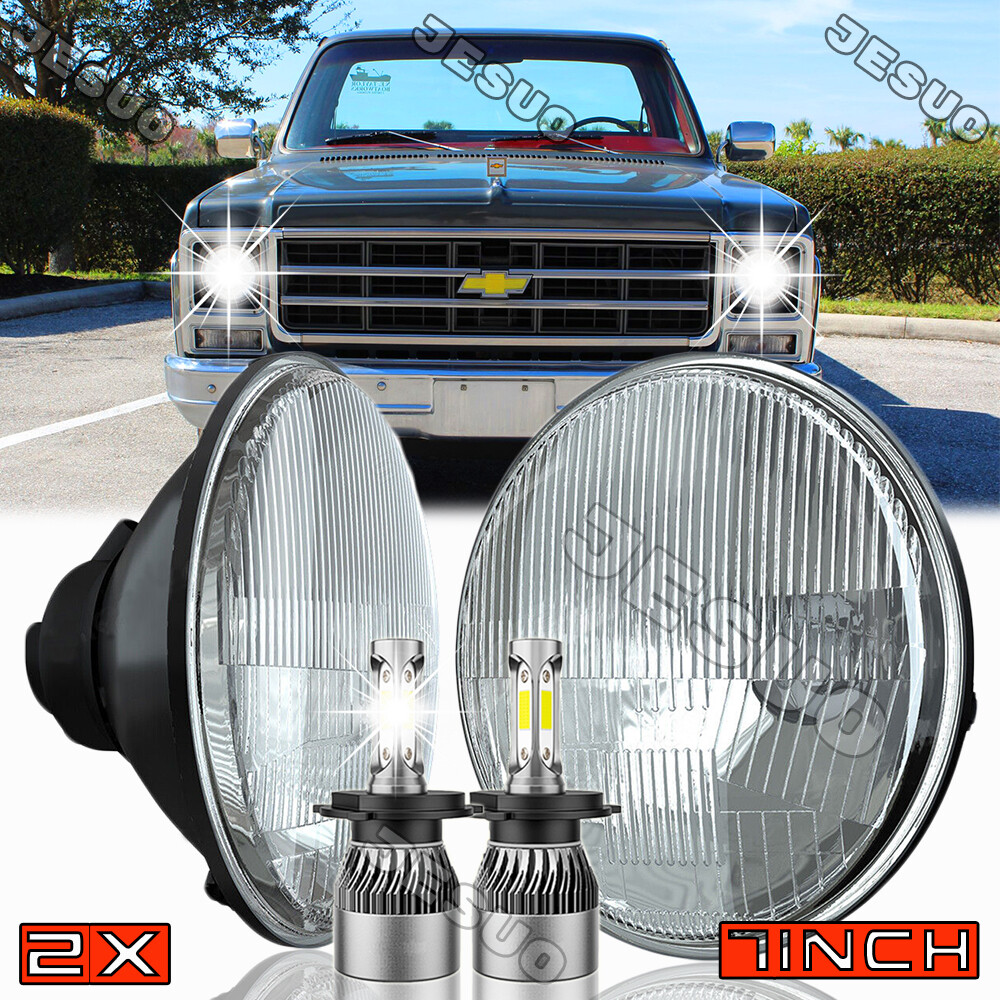 7 inch Chrome LED Headlight Hi Lo Beam with Halo Angel Eye for Chevy ...