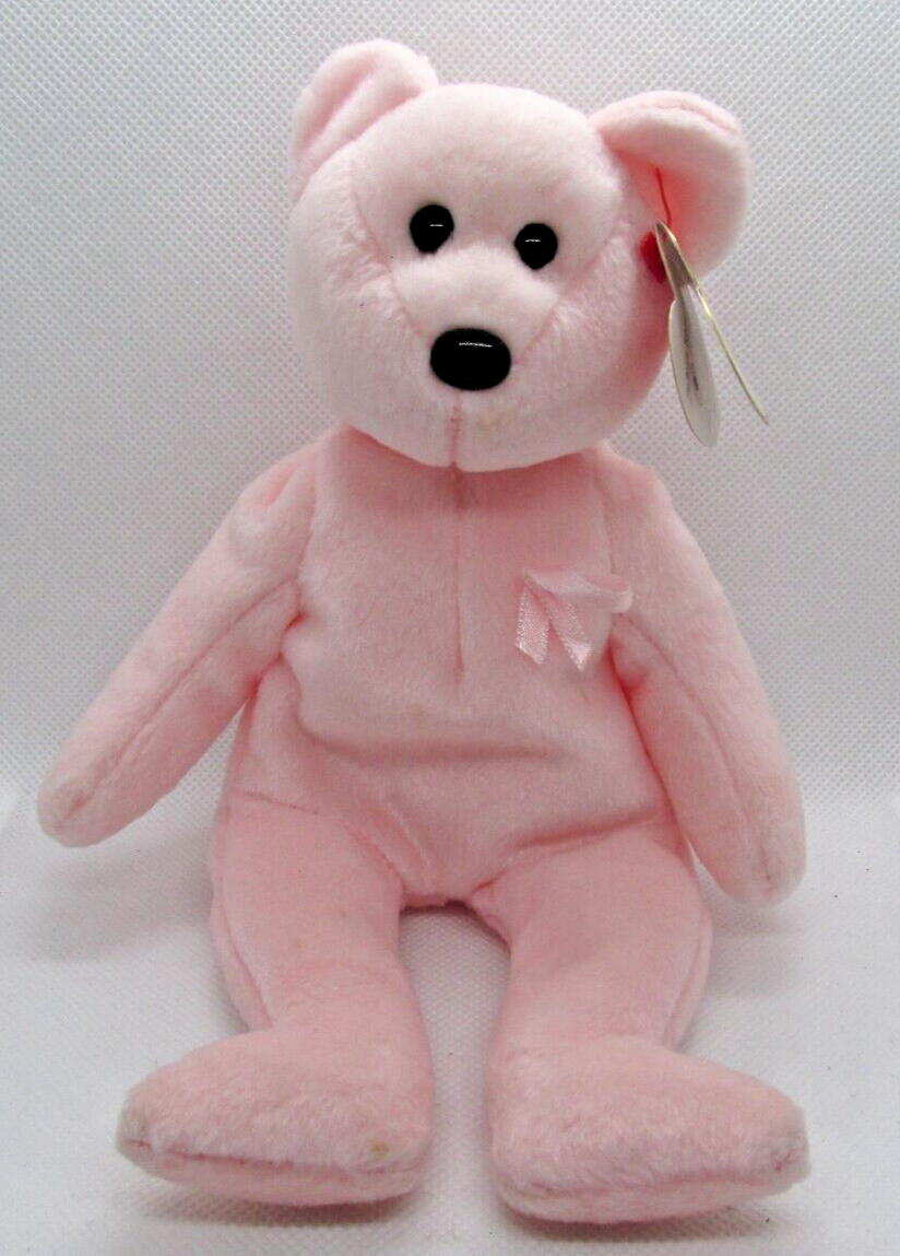 Vintage Cure Pink Ribbon Ty Beanie Baby Tags Breast Cancer 8.5" Oct ...