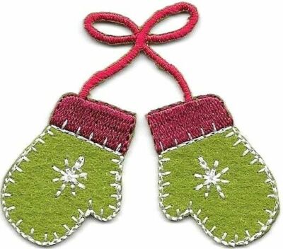 Winter Green Red Christmas Holiday Themed Mittens Embroidery Patch | eBay