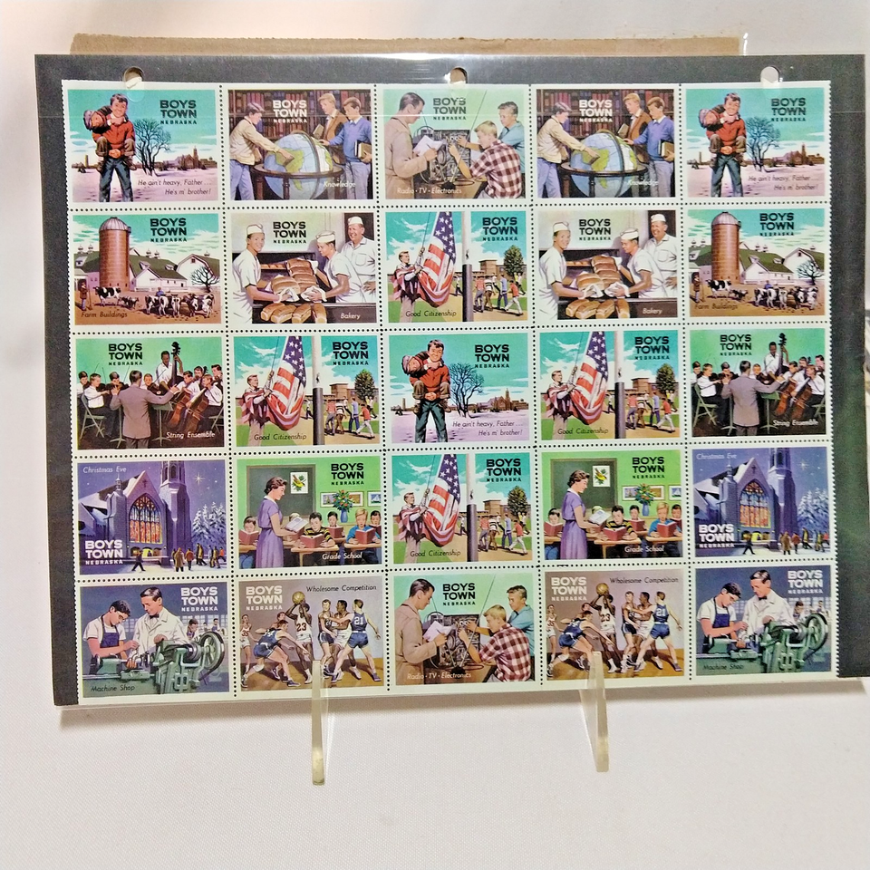 Vintage BOYS TOWN Nebraska Stamps 8 Full Sheets 1962 1969 painted ...