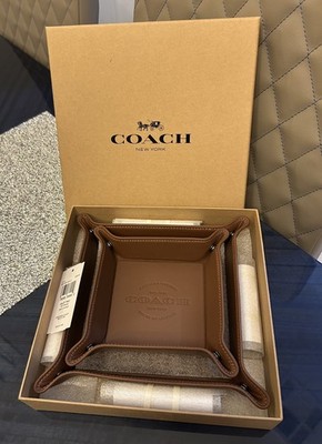 NWT Coach Boxed Valet Tray Set In Dark Saddle With Coach Gift Box CU312 ...