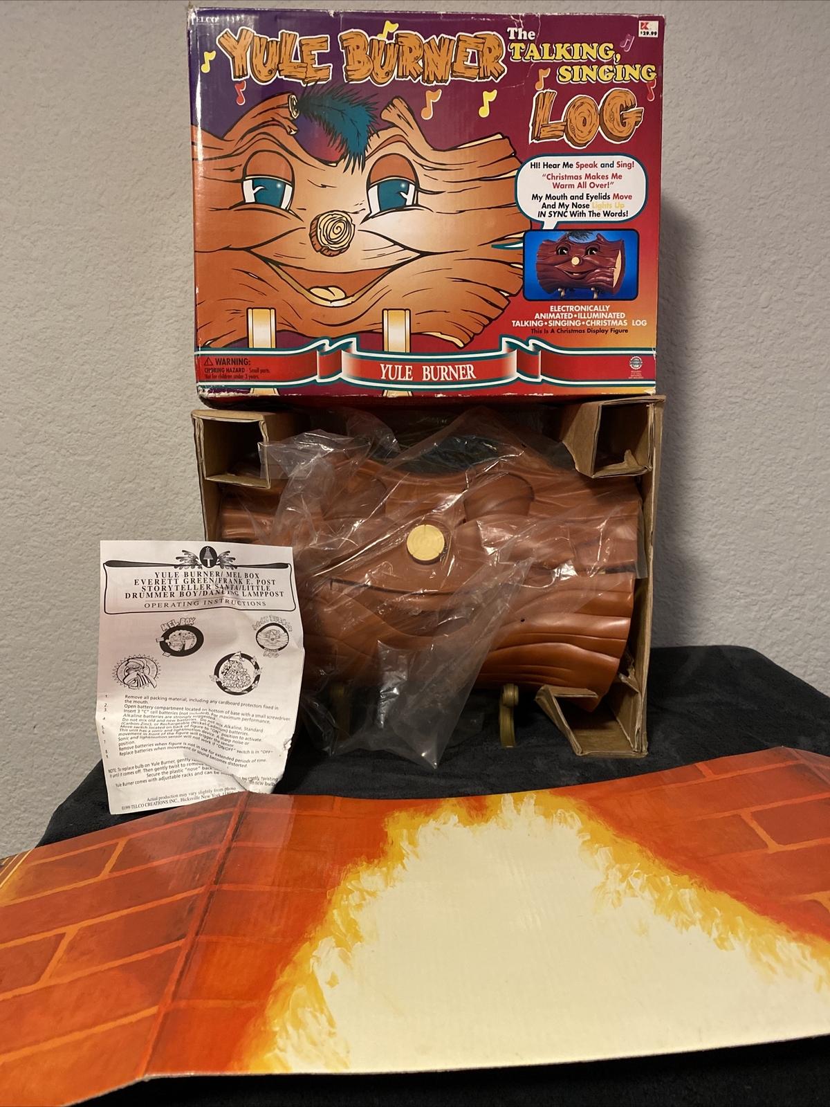 1999 Telco Christmas Yule Burner Talking Singing Animated Motionette ...