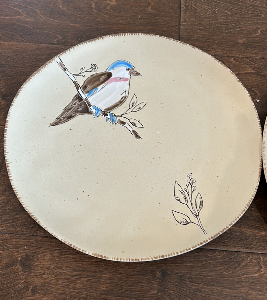 Spectrum Designz 11" Dinner Plate Beige with Blue Bird New Set Of 2 | eBay
