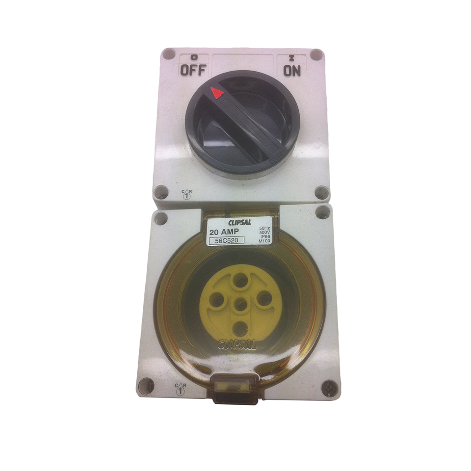 Clipsal Weatherproof ON/OFF Switched Socket Outlet 20A 5 Pins Round ...