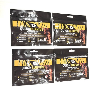 QUICK SURVIVE Fire Starter Waterproof Grill Campfire Fireplace Prepper ...
