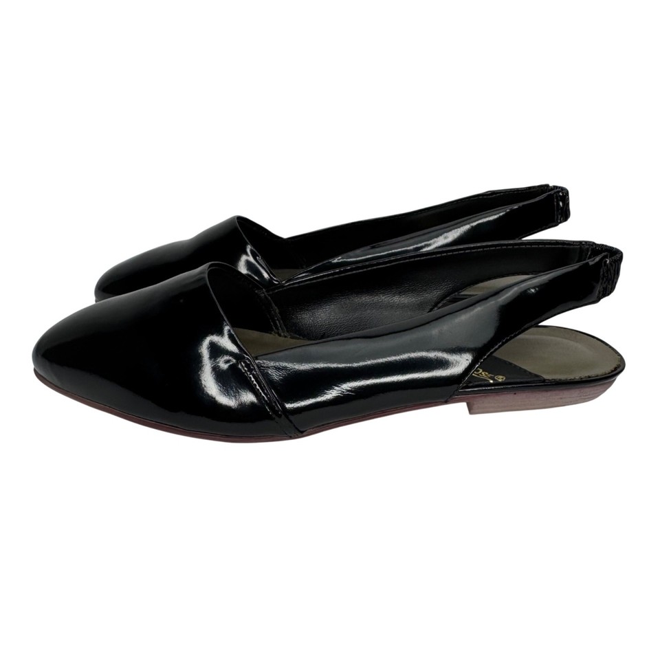 Cherokee Rose Size 7W Diane Black Patent Leather Slingback Flats ...