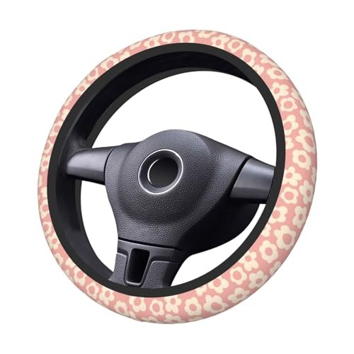 Pink Groovy Flower Abstract Floral Aesthetic Steering Wheel Cover for ...