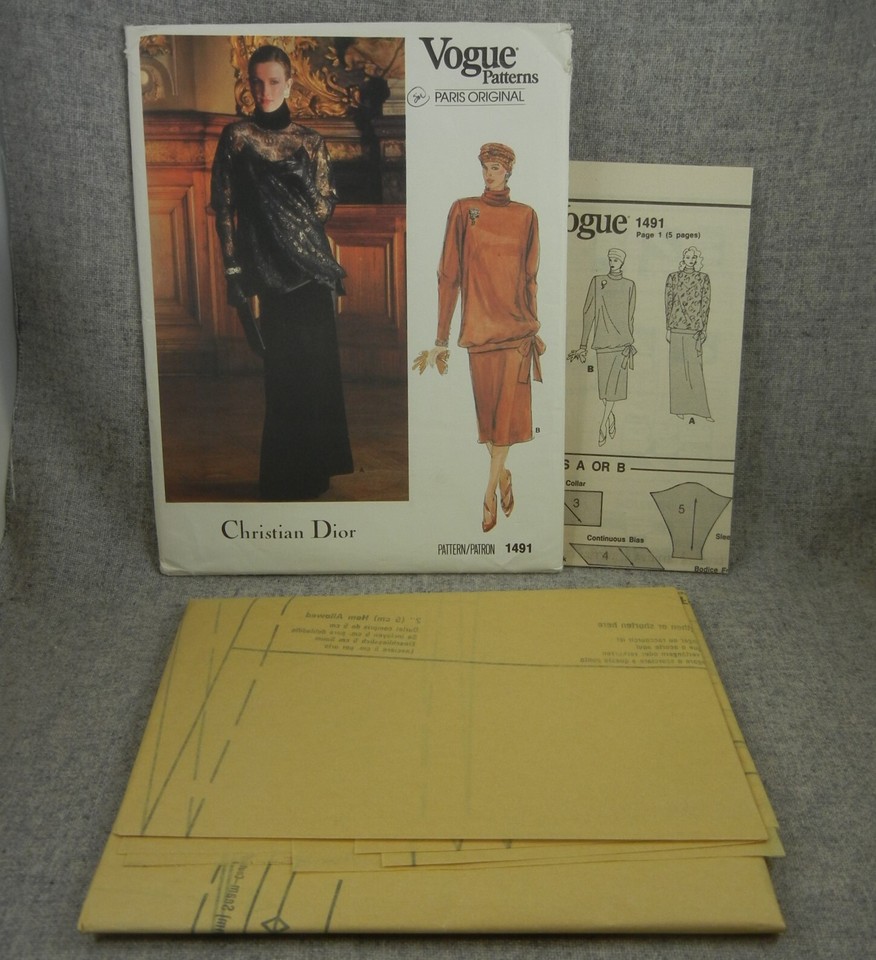 Vogue 1491 Misses Dress collar Christian Dior Paris Original size 16 ...