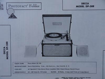 Original Sams Photofact Manual DECCA MODEL DP-588 (507) | eBay