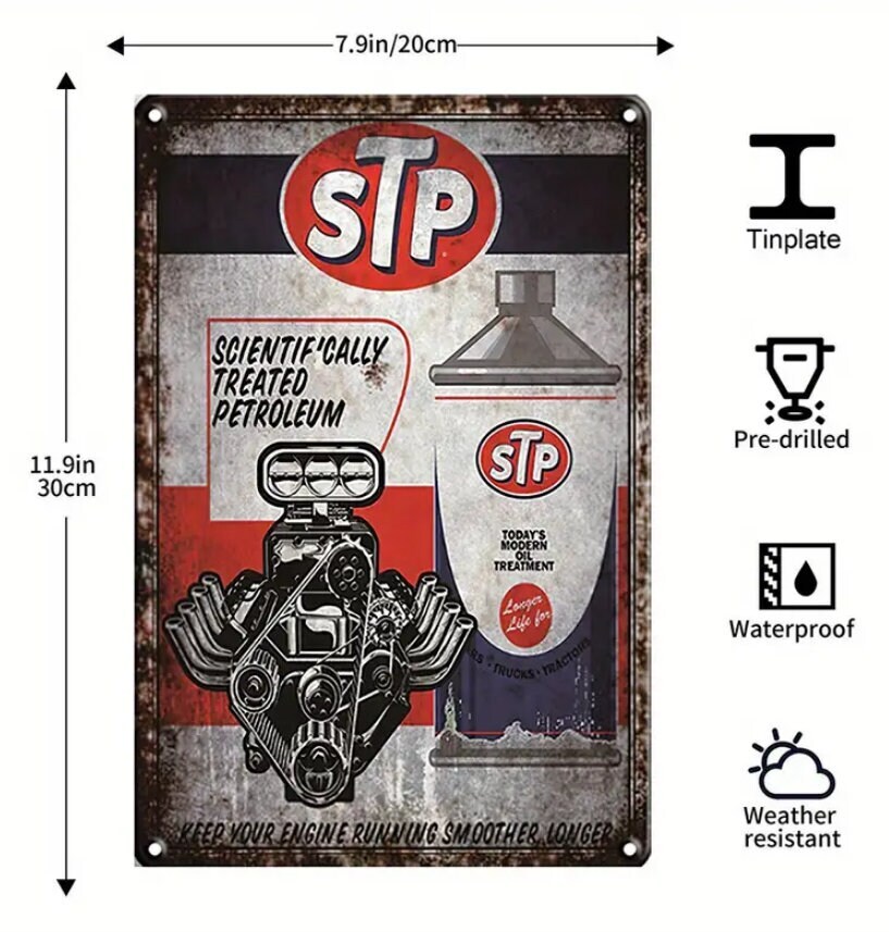 STP Specially Treated Petroleum Gas Station Tin Sign - 8x12 Inch | eBay