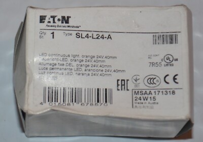 Eaton SL4-L24-A Signal Towers Amber Continuous 24VDC 24VAC IP66 NEMA 4 ...