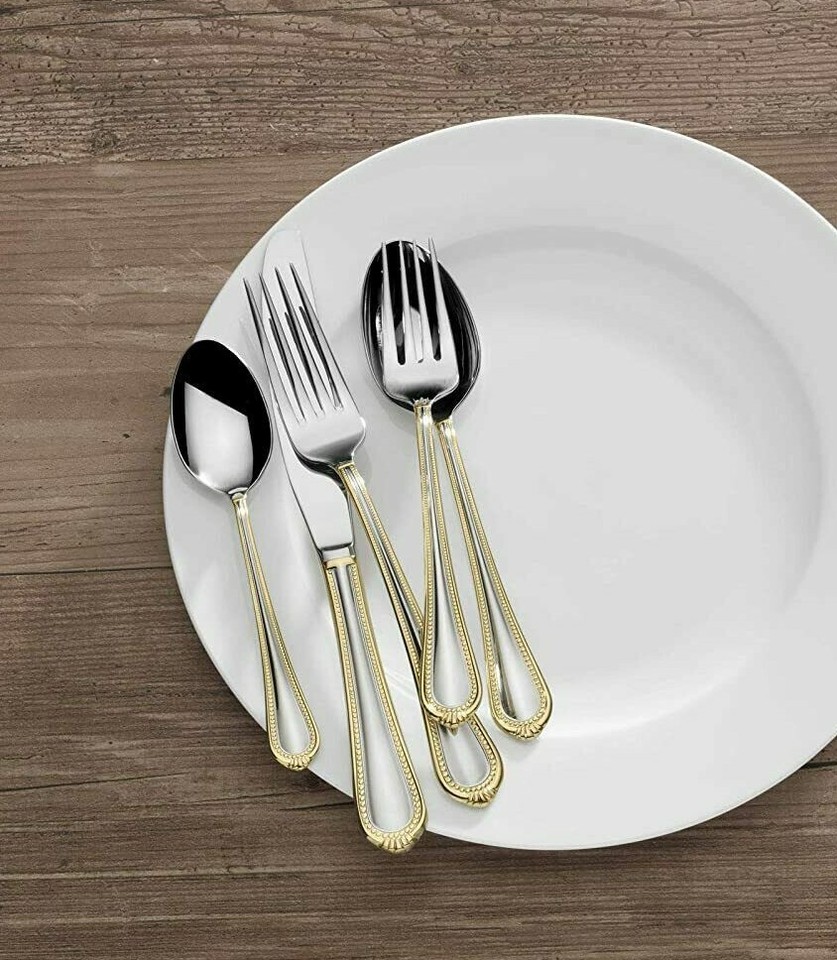 Mikasa REGENT BEAD w/24k GOLD Accent 1810 Stainless Flatware ...