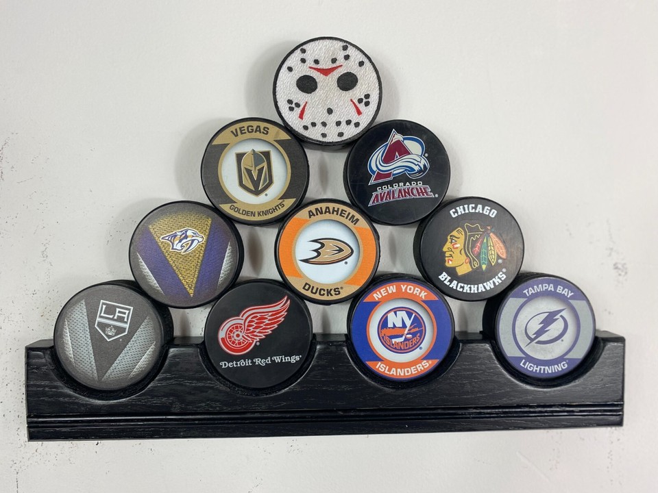 Hockey Puck Display Wall Rack Holder Holds 4 to 10 Pucks stacked | eBay