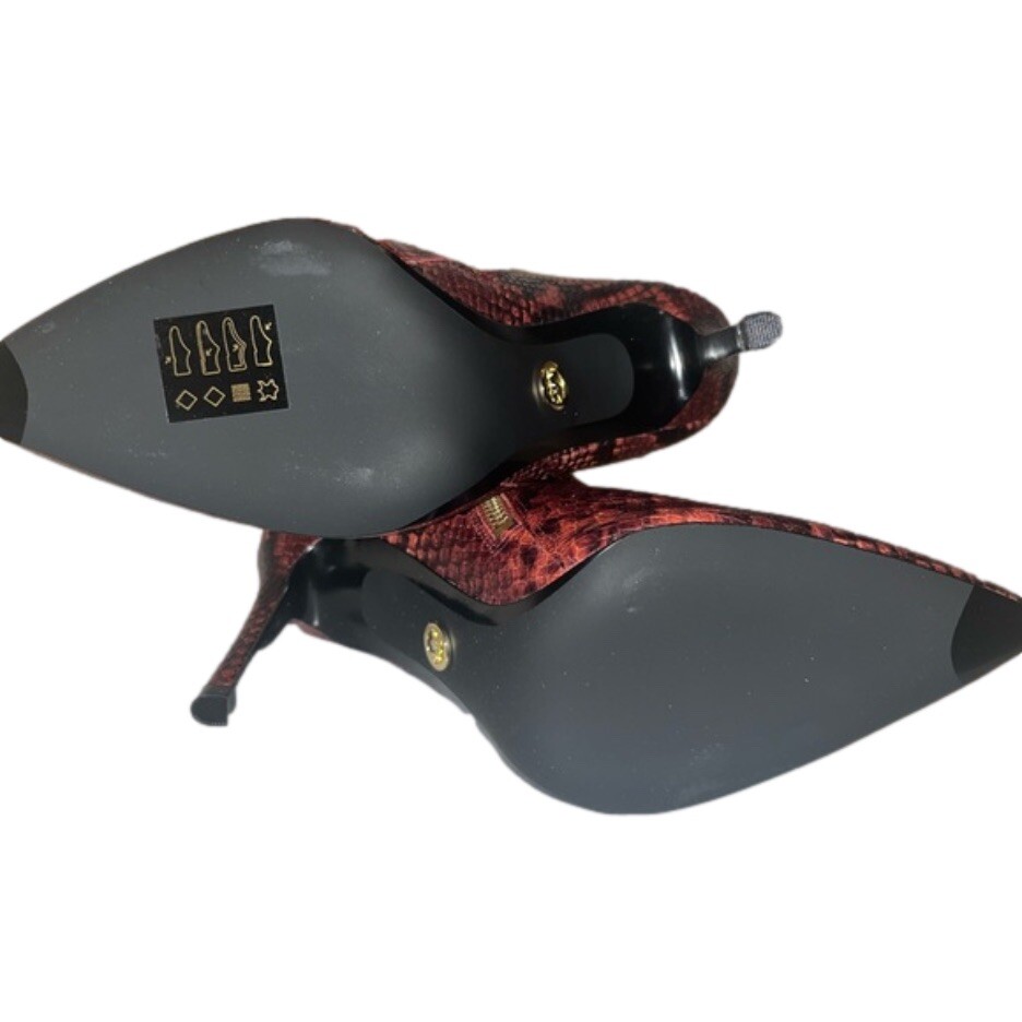 Michael Kors KEKE Red Brandy Embossed Snake Skin Bootie Ankle Short ...