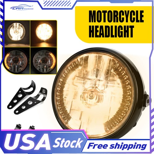 7"Inch LED Motorcycle Headlight Turn W/Black Light Housing Bucket For ...