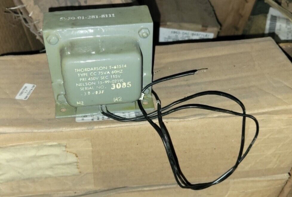 T-61514 Transformer Thordarson NSN # 5950-01-281-8111 Type CC 75 VA New ...