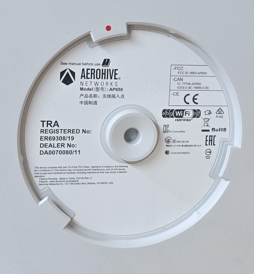 AEROHIVE AP650 Wireless Access Point In great condition. Includes ...