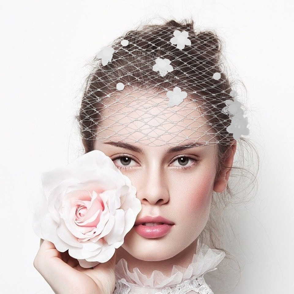 Wedding Hair Accessories Mesh Pearl Veil Headband Party Headpiece ...