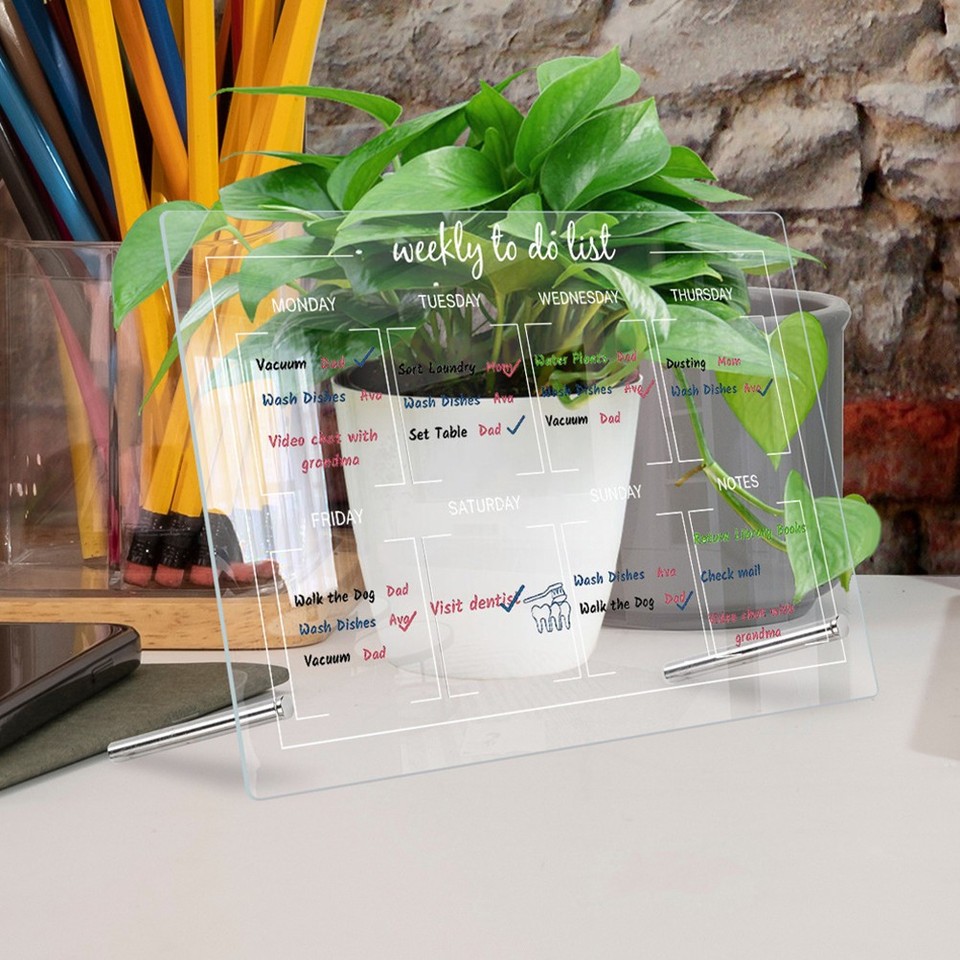 Tabletop Writable Board Clear Office Planner Transparent Writing | eBay UK