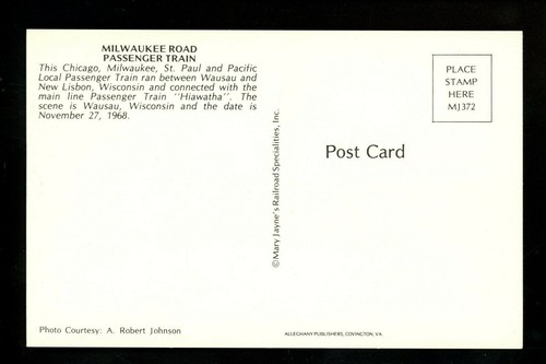 Train Railroad postcard Stations Milwaukee Road Steam Wausau, Wisconsin ...