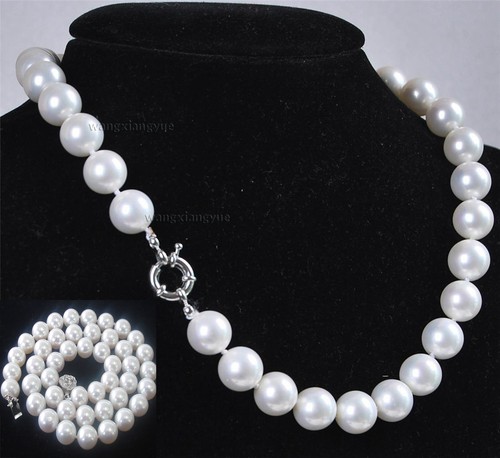 Long 18" 24" 36" 48" 8mm / 10mm White Akoya Shell Pearl Round Beads ...