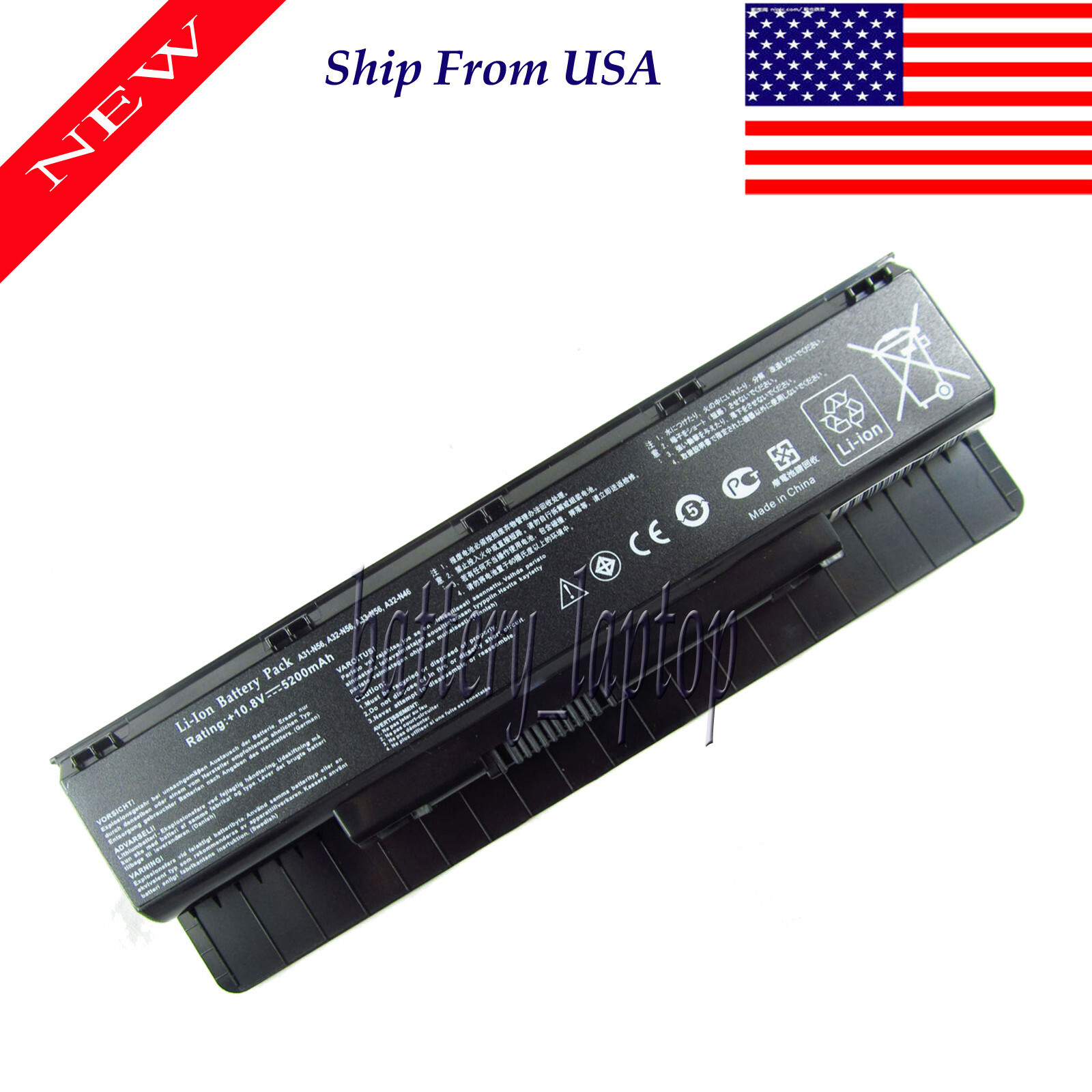 A32-N56 A331-N56 Battery For ASUS N56V8 N56J N56JK N56JN N56JR N56VV ...