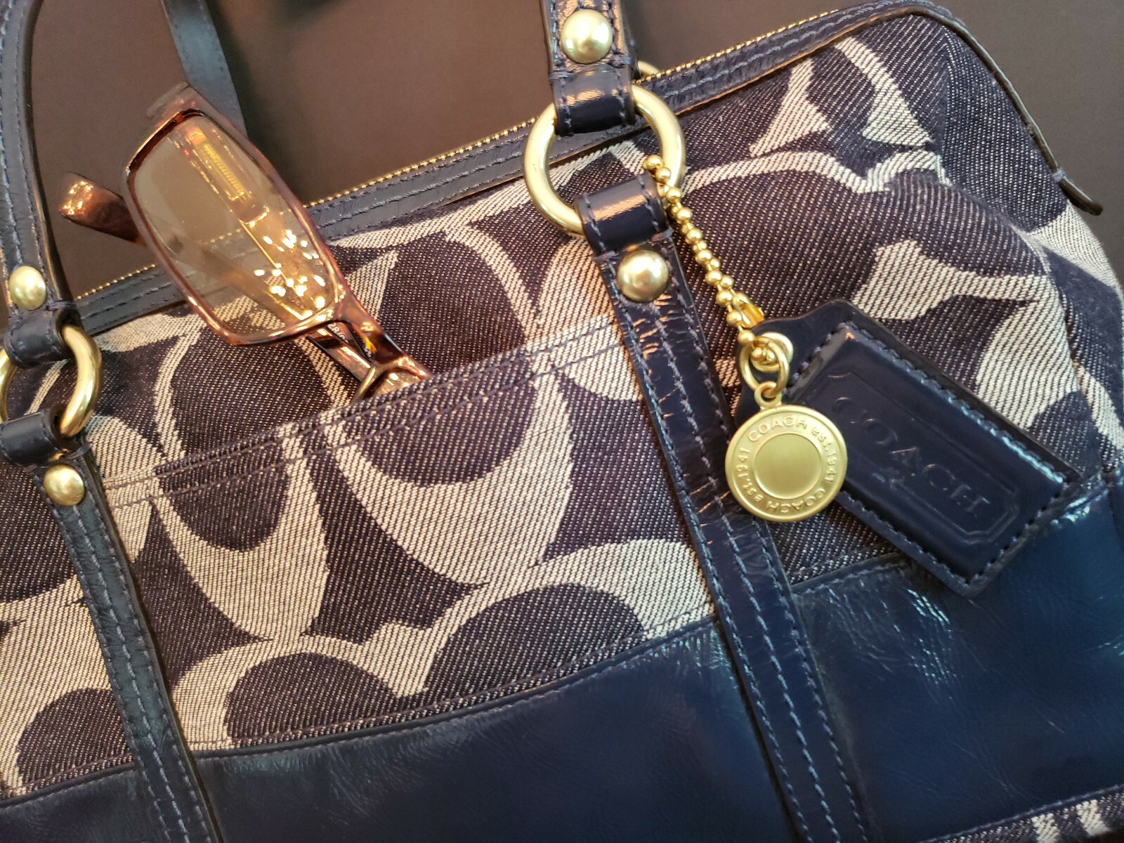 COACH Signature Denim Satchel Bag Purse Tote Handbag Blue DO826-12551 ...