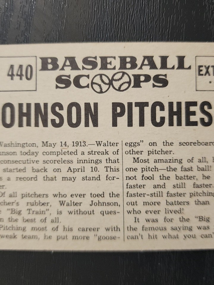 1961 NuCard Scoops #440 Walter Johnson NM-MT see Photos Clean Card! | eBay