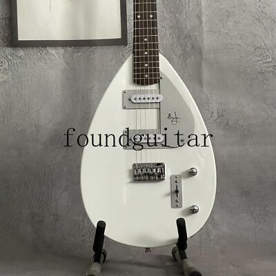 White Teardrop 6 Strings Electric Guitar Solid Body Maple Neck Special ...