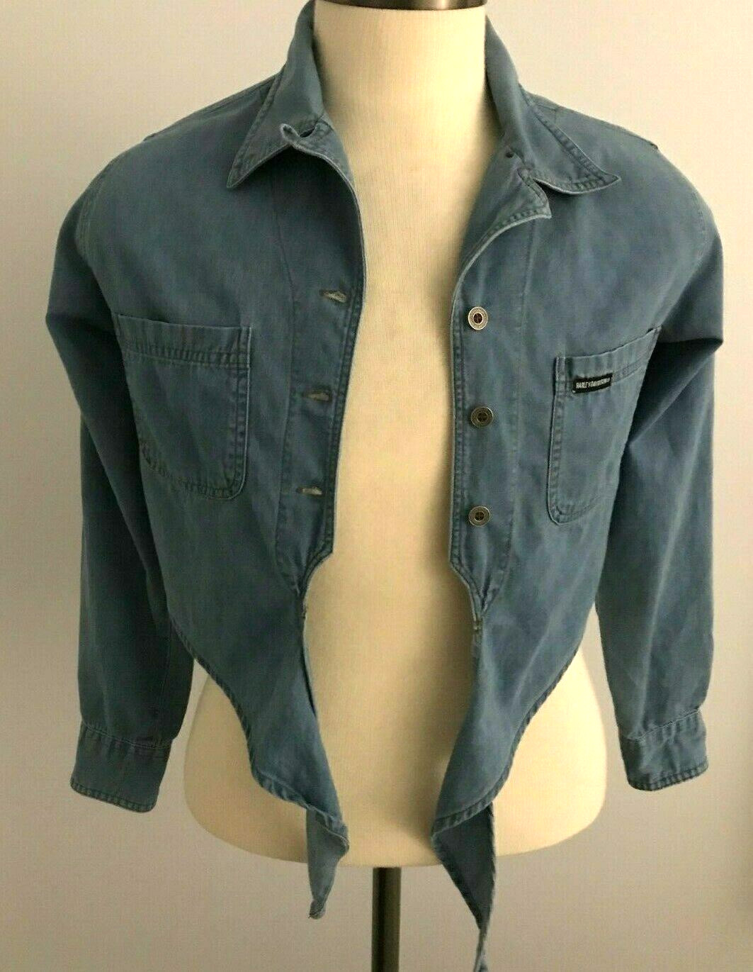 Harley-Davidson Women's Full Button Tie Knot Blue Jea… - Gem