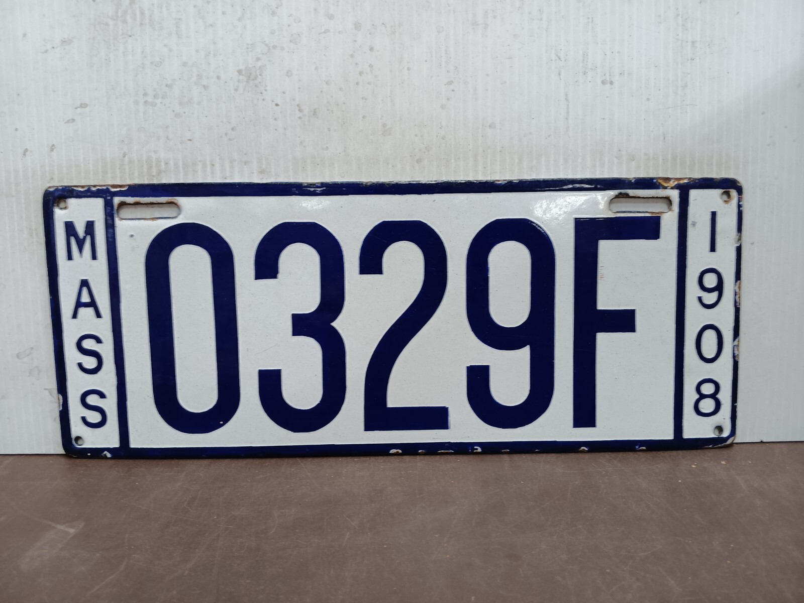 1908 Massachusetts PORCELAIN DEALER License Plate Tag SUPERB | eBay