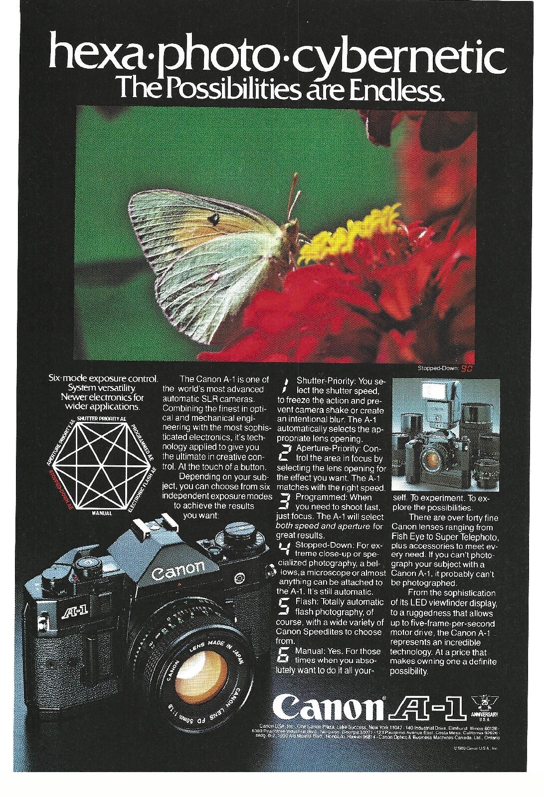 1980 Canon A-1 Film Camera Vintage Color Print Ad Photography | eBay