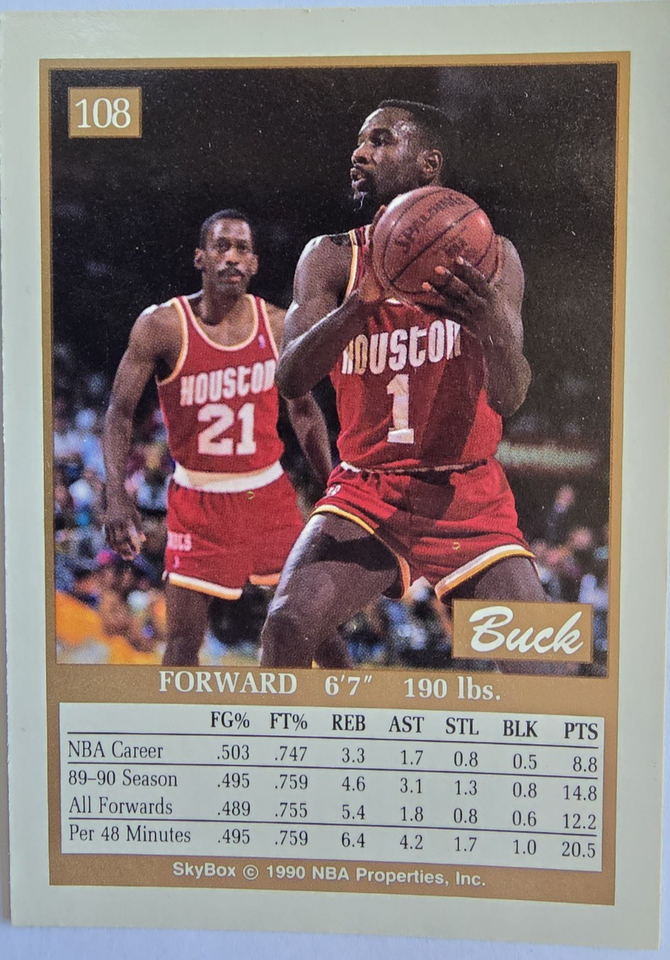 Buck Johnson, 1990-91 SkyBox, Houston Rockets, Forward, Card # 108 | eBay