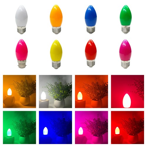 Colorful LED Candle Light Bulbs E27 B22 2W Replace 20W Halogen Party ...