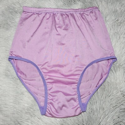 Vintage Slippery Nylon Panty Silky Purple High Waist Brief Size 5-6 Hip ...