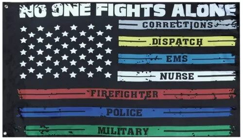 No One Fights Alone Flag 3x5 FT, First Responders American Flags Office ...