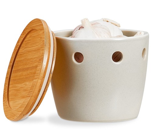 Large Garlic Keeper With Lid Ceramic Garlic Saver 5 Inch Garlic Keeper ...