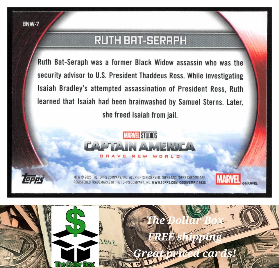 2025 Topps Chrome Marvel Studios #BNW-7 Ruth Bat-Seraph Captain America ...