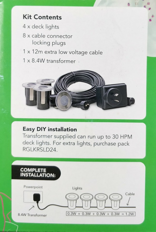 4 Piece Round LED Deck & Step Light Kit DIY Stainless Steel White HPM ...