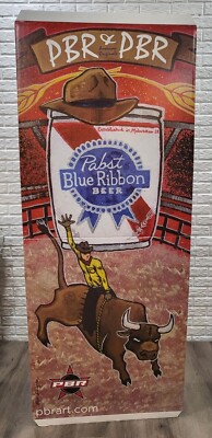 Large 78"x31" Pabst Blue Ribbon Art Cardboard Beer Sign PBR Bull Riding ...