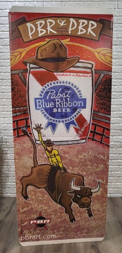 Large 78"x31" Pabst Blue Ribbon Art Cardboard Beer Sign PBR Bull Riding ...