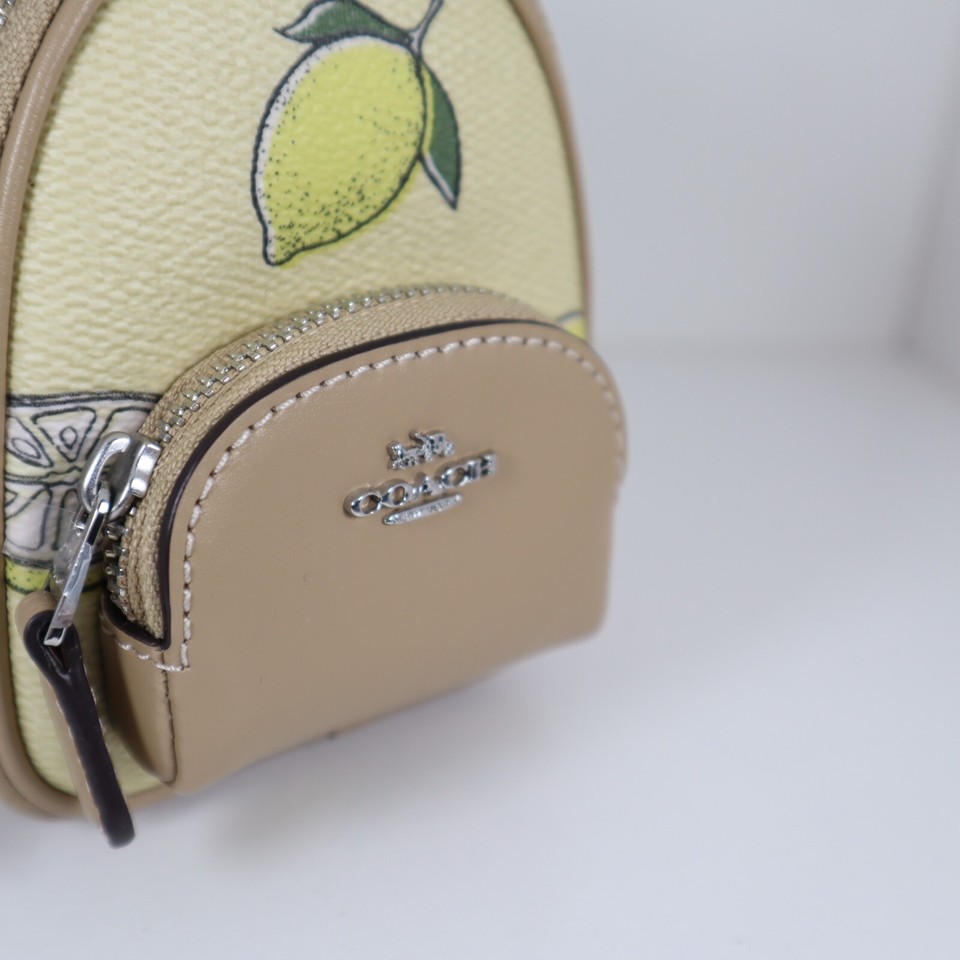 Coach Mini Court Backpack Bag Charm with Lemon Print CAP03 NWT | eBay