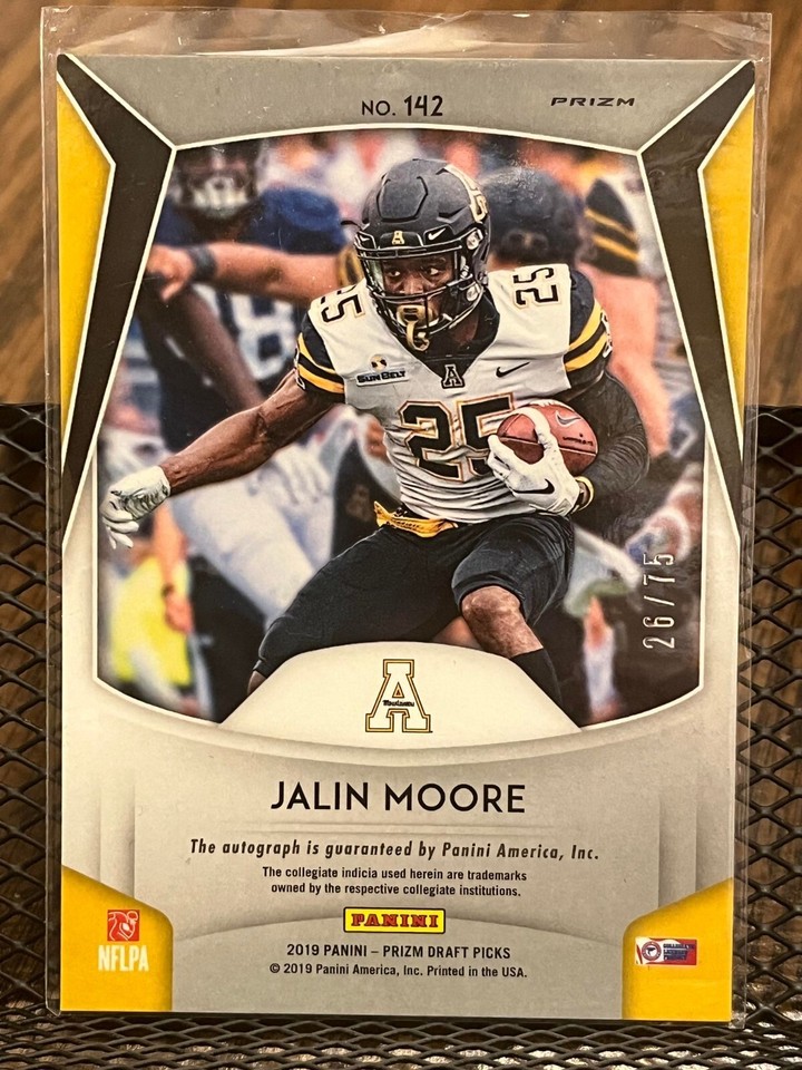 JALIN MOORE 2019 PANINI ROOKIE AUTOGRAPH AUTO MOUNTAINEERS PRIZM ...