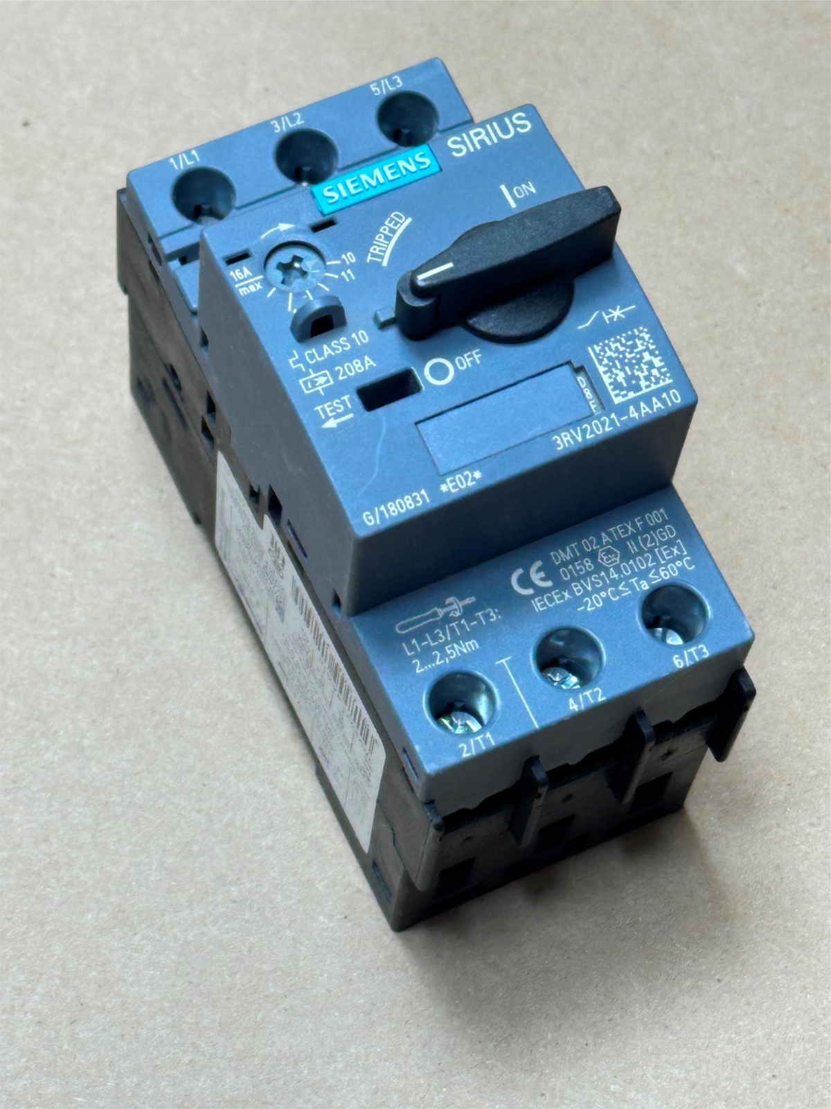 Siemens SIRIUS 3RV2021-4AA10 Class 10, 208A Motor Protection Circuit ...
