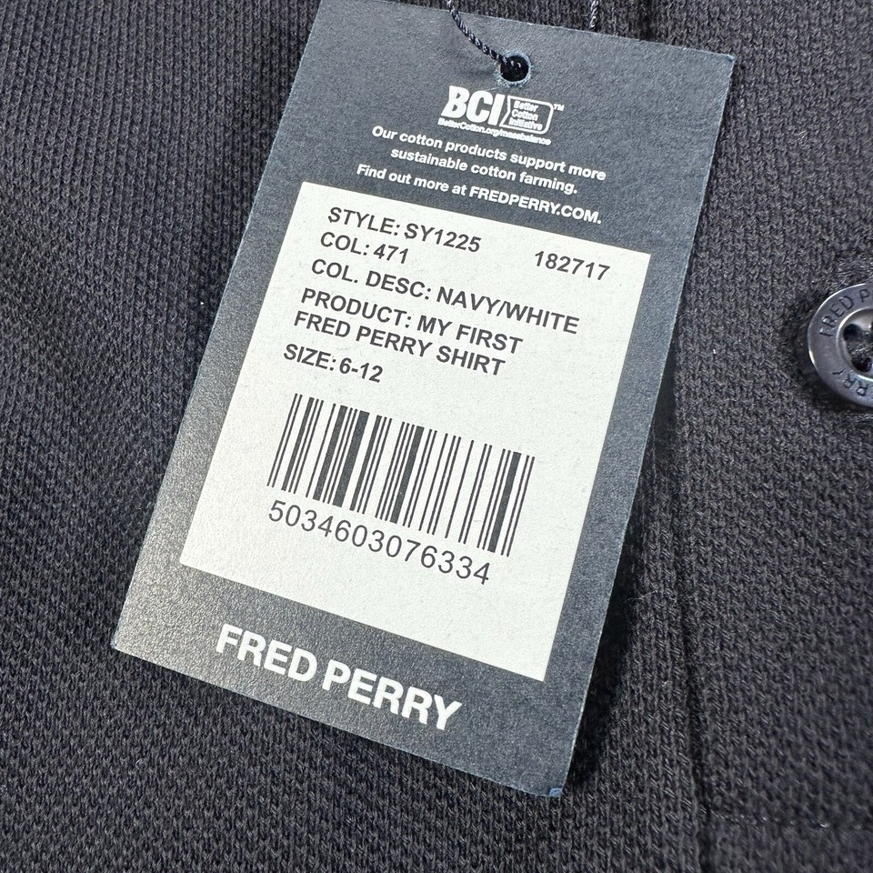 FRED PERRY My First Fred Perry Shirt Size 6 - 12 Months Navy Blue ...