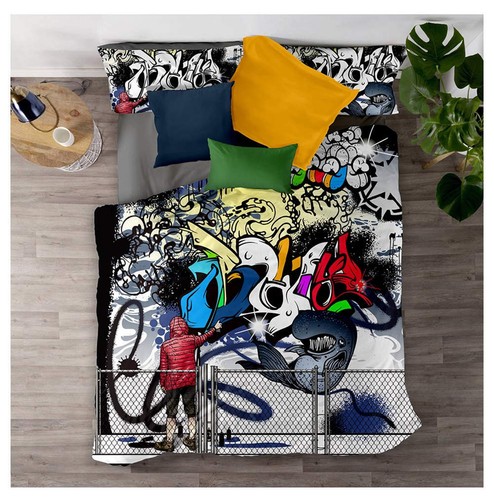 Graffiti-Art 3D Quilt Duvet Doona Cover Set Single Double Queen King ...