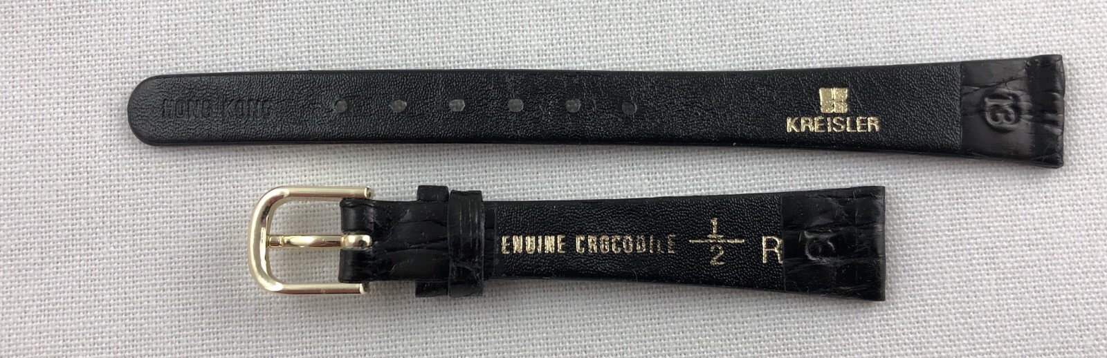 Kreisler Genuine Crocodile Skin 13mm Non Stitched Ladies Black Watch ...