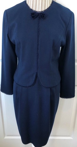 Vintage Talbots Navy Blue Wool Blend One Piece Modest Coat Dress ~ 12P ...